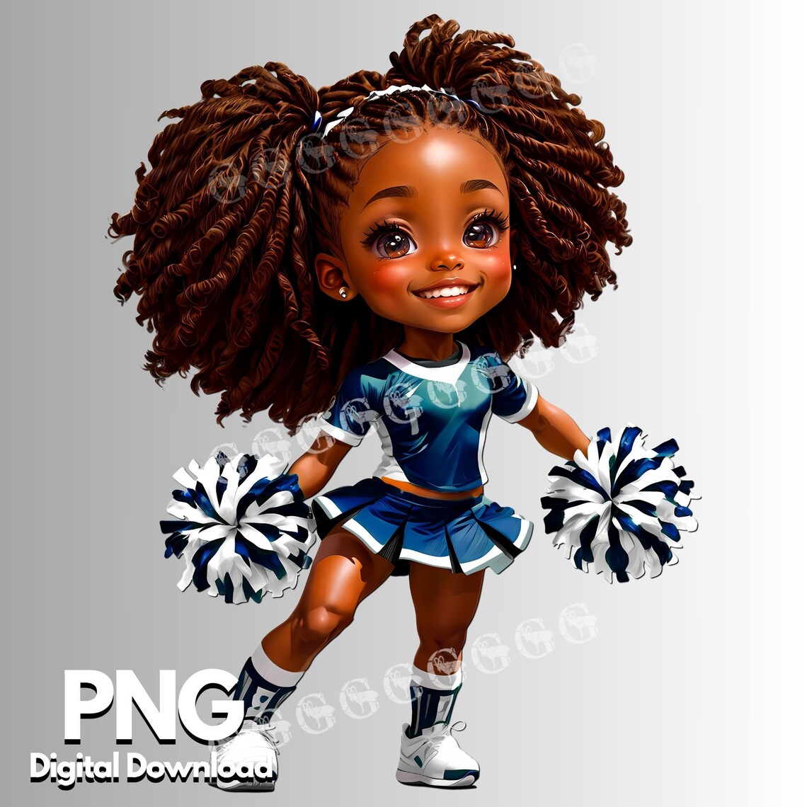 Blue Silver White Cheerleaders PNG Bundle, Black Girl Cheerleaders ...