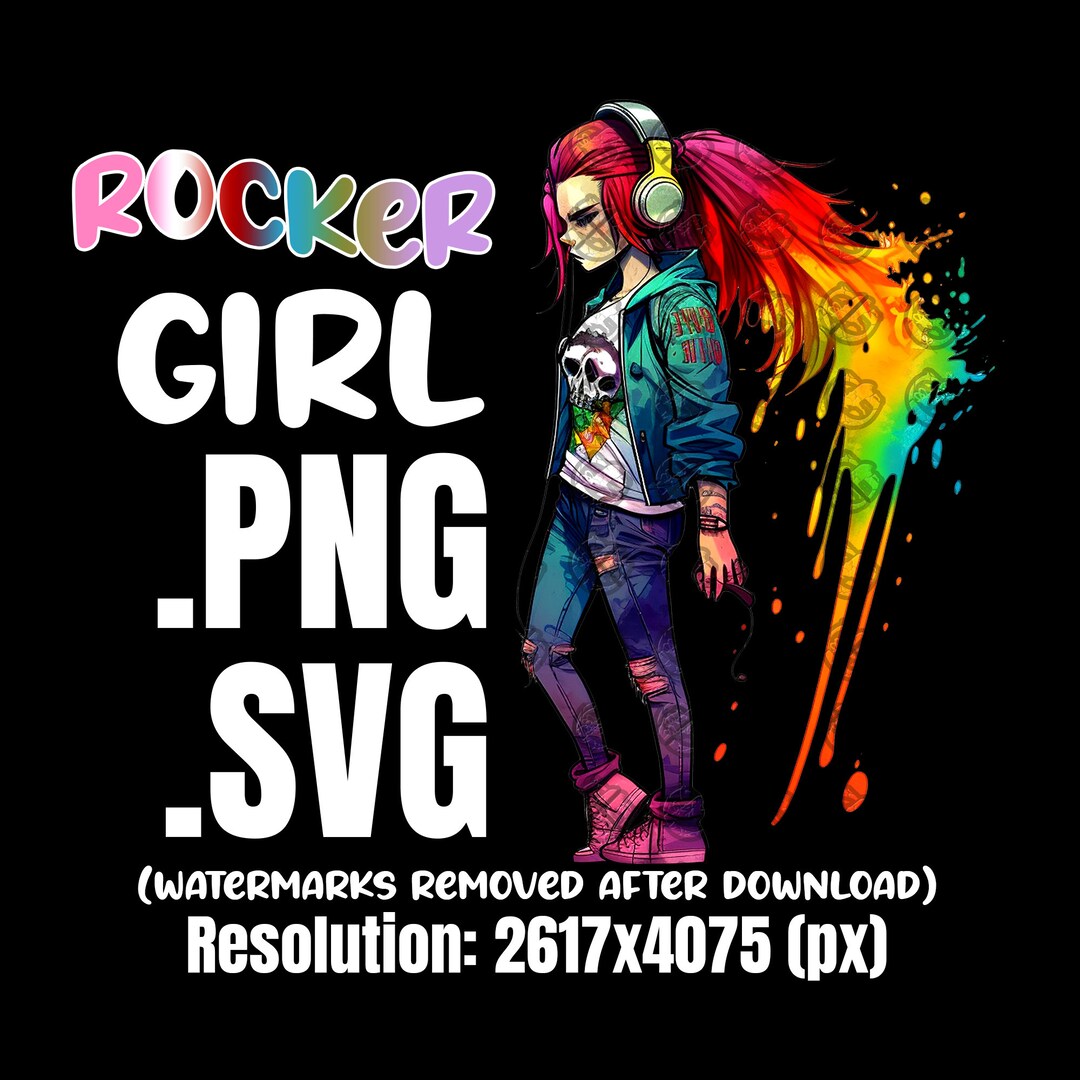 Graffiti Rocker Girl SVG/PNG, Streetwear Girl, Sublimation PNG ...
