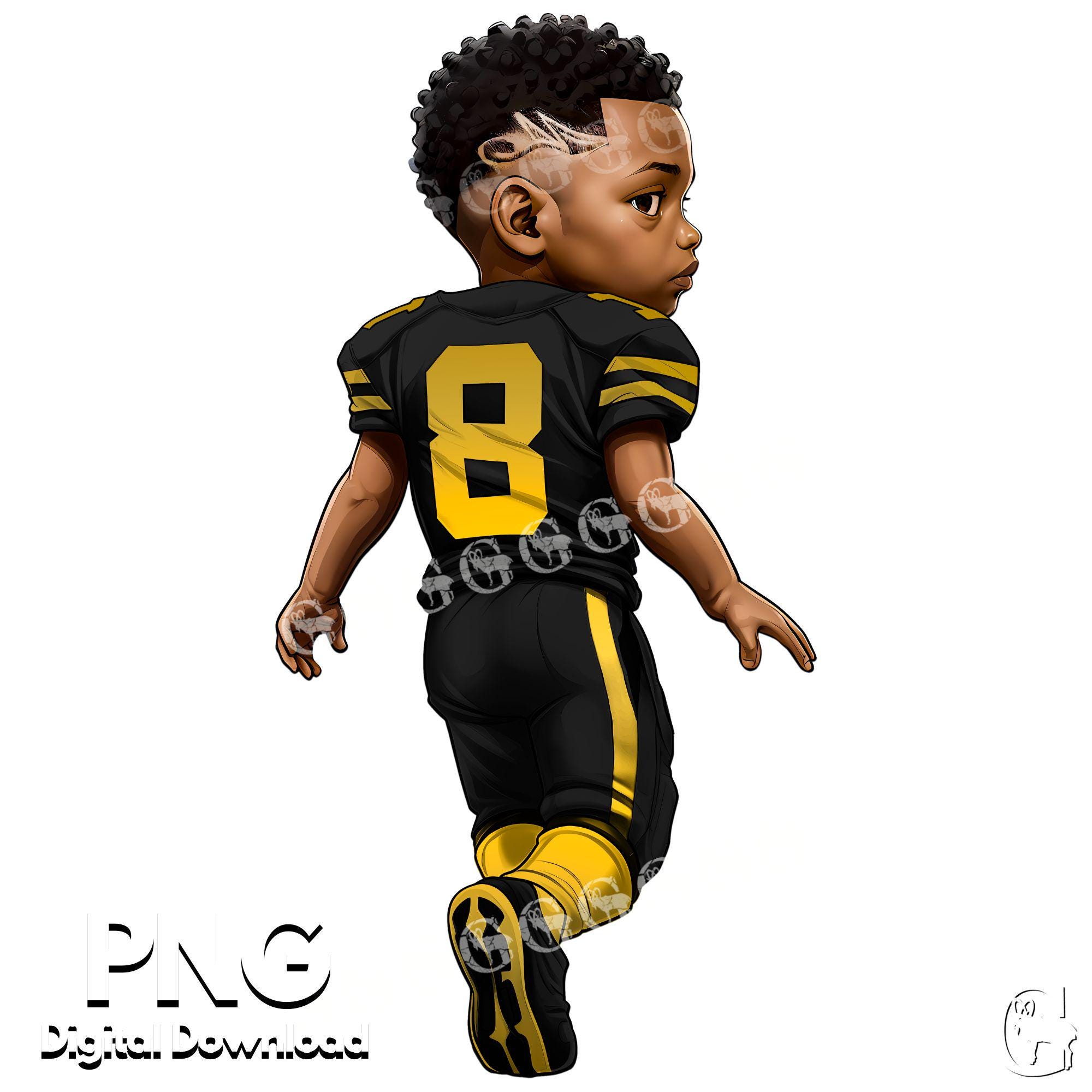 Black and Gold Football Boys PNG Bundle, Football Players, Black ...