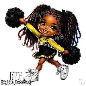 Gold and Black Uniform Cheerleader Girls (multi-racial) PNG Bundle ...