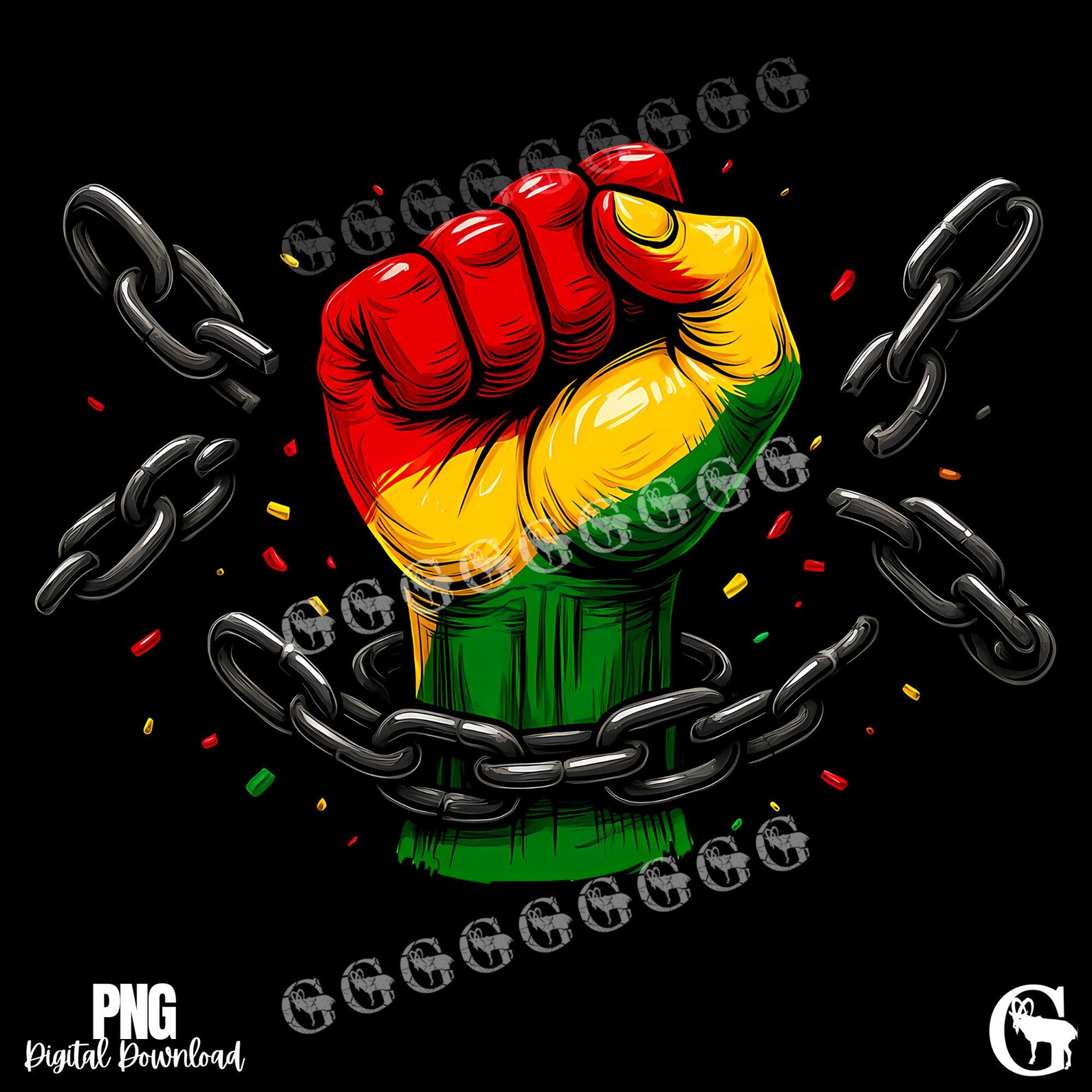 Juneteenth Fist Breaking Through Chains PNG, 1865, African American ...