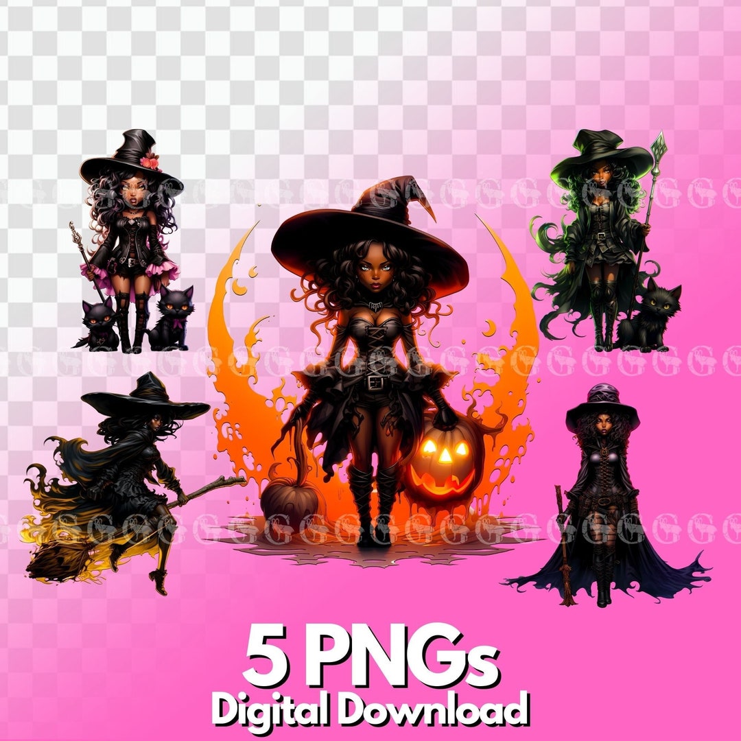 African American Halloween Witches PNG Bundle, Witches Png, Witches ...