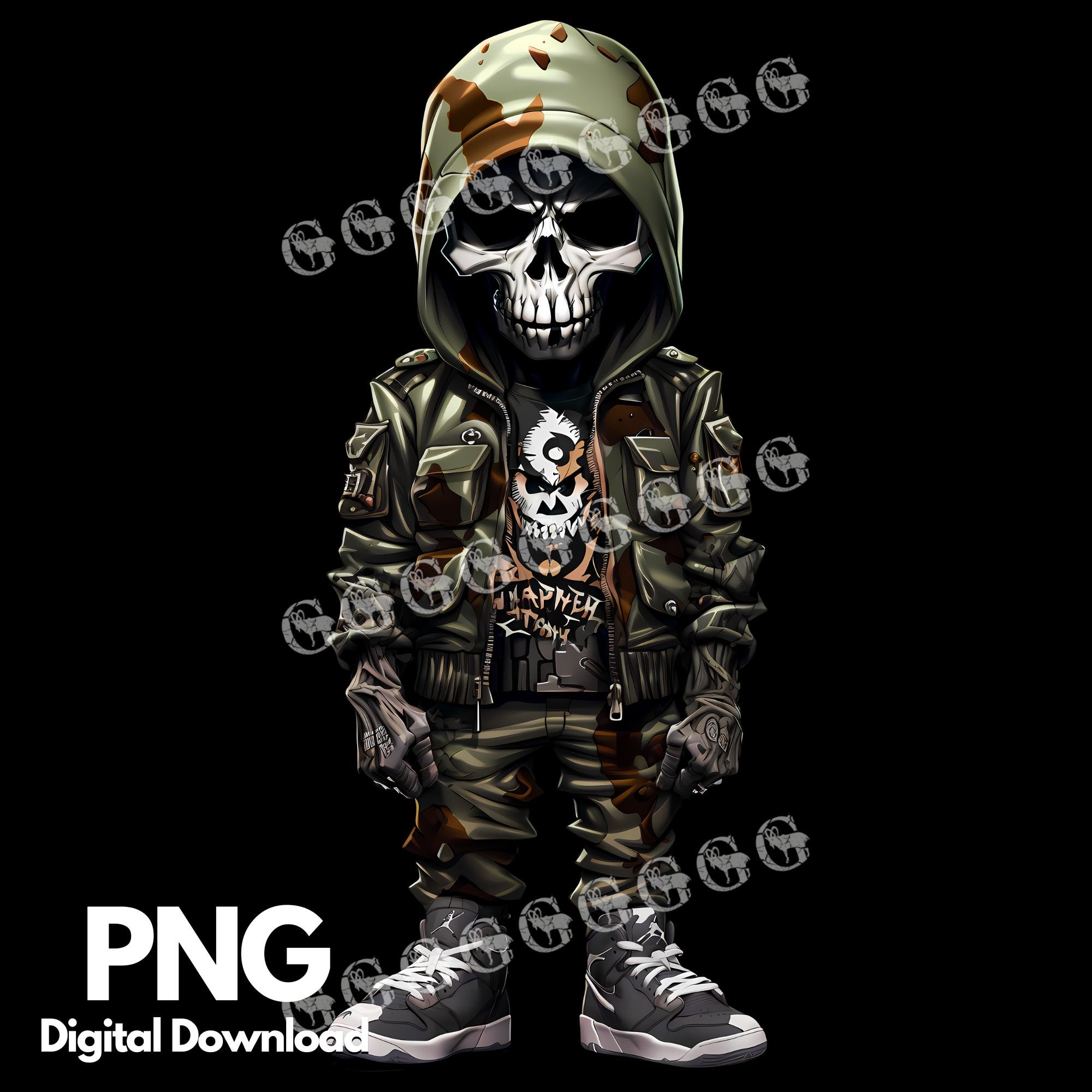 Cool Halloween Skeletons Clipart PNG Bundle, Urban Streetwear Skeleton ...