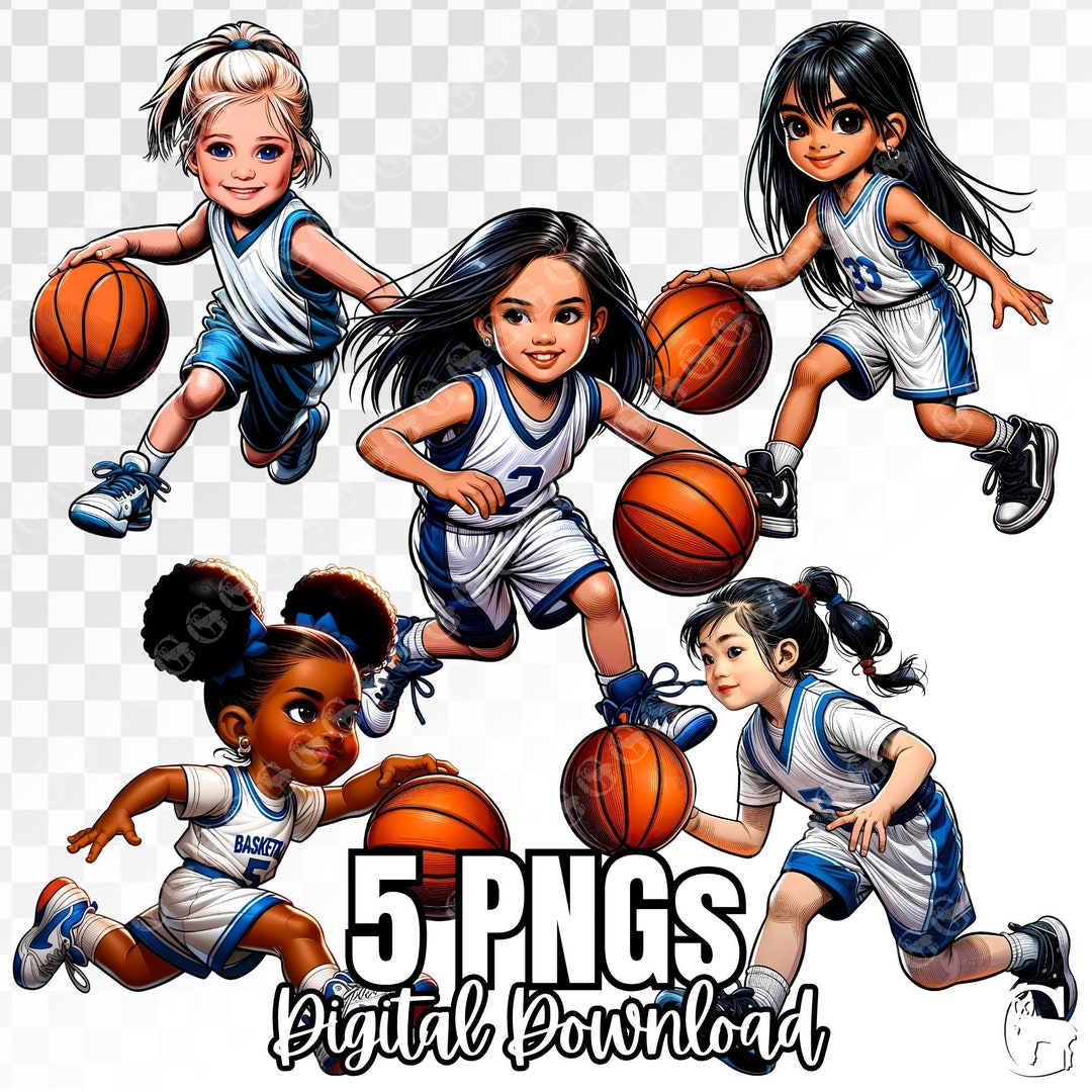 Youth Basketball Girls (multiracial) PNG Bundle, Girl Sports ...