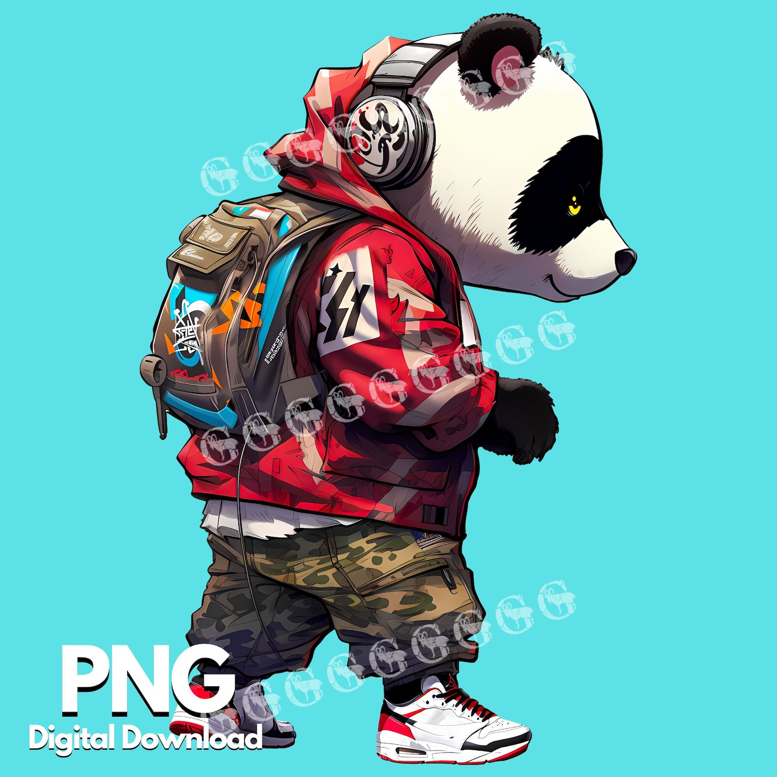 Street Pandas 2 PNG Bundle, Gangster Pandas, Cool Pandas, Streetwear ...