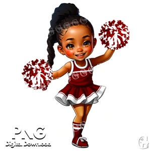 Maroon and White Cheerleaders PNG Bundle, African American Cheerleaders ...