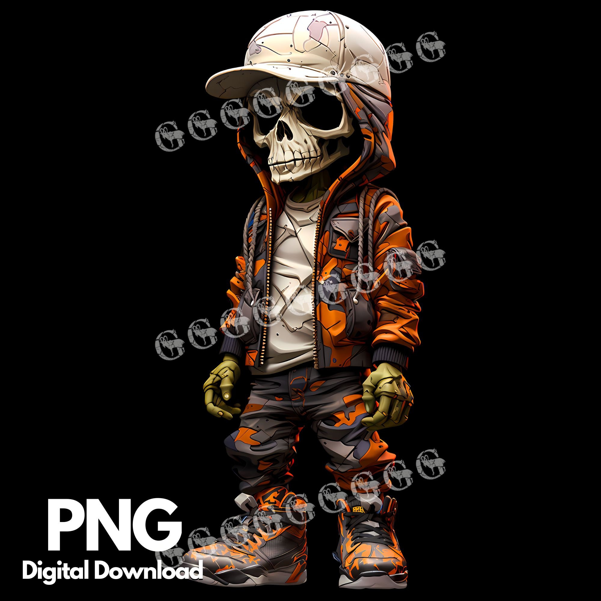 Cool Halloween Skeletons Clipart PNG Bundle, Urban Streetwear Skeleton ...