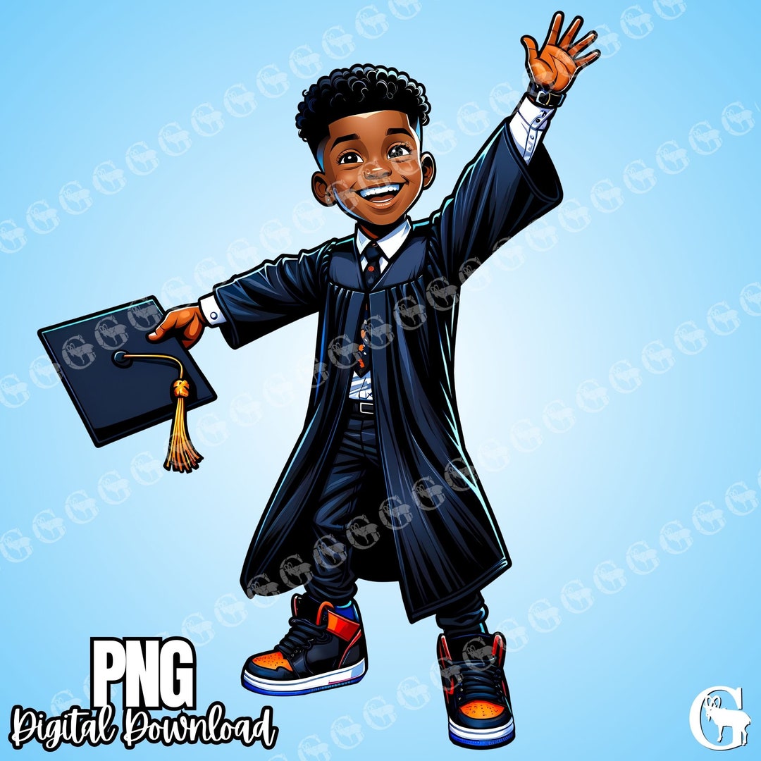 Boy Student Grad (african American) PNG, Graduation Clipart, Class of ...