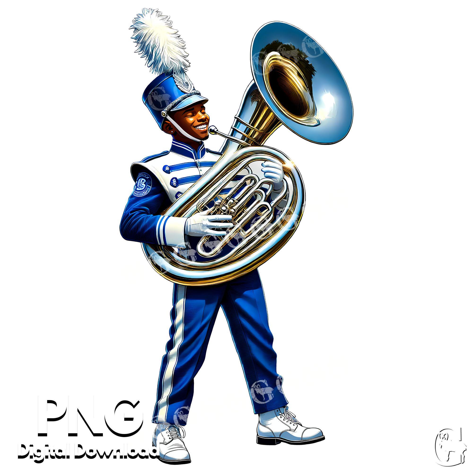 Older Royal Blue and White Uniform African American School Band Boys ...