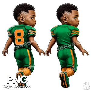 Green Orange Uniform Football Boys PNG Bundle, Football Players, Black ...