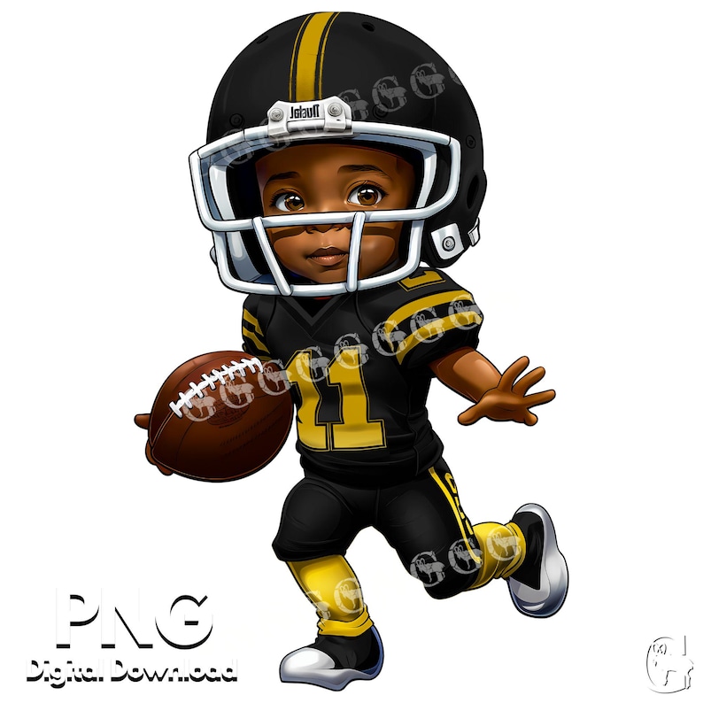 Black and Gold Football Boys PNG Bundle, Football Players, Black ...