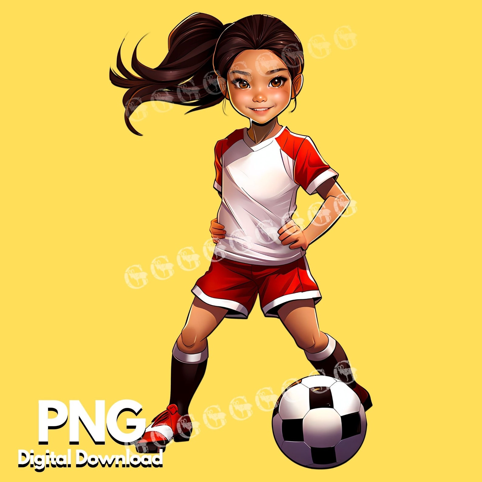 Red & White Girl's Soccer Team PNG Bundle, Youth Soccer, Girl's Soccer ...