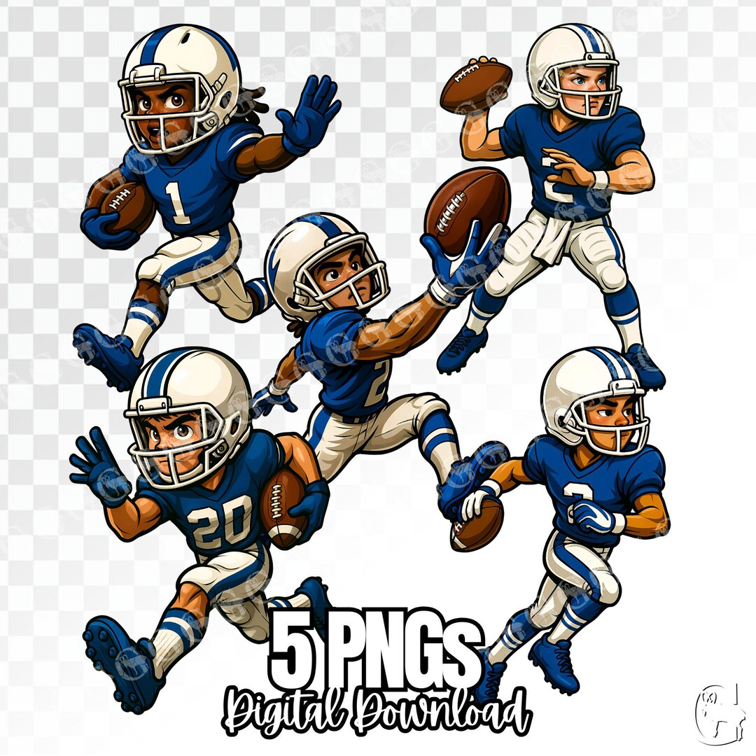 Football Boys PNG Bundle, Navy Blue and White Uniforms, American ...