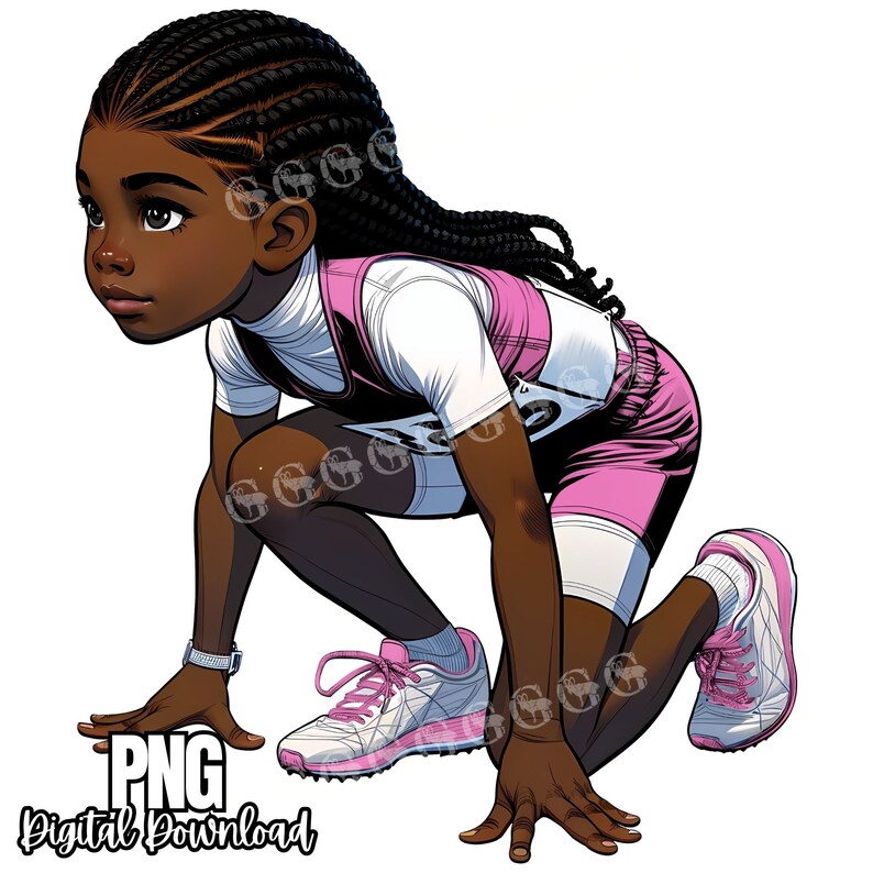Pink and White Youth Track and Field African American Girls PNG Bundle ...