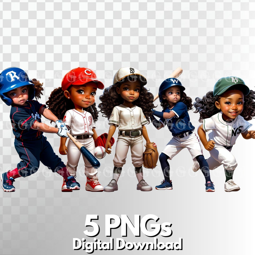 Baseball Girls PNG Bundle, Black Baseball Girls, African American ...