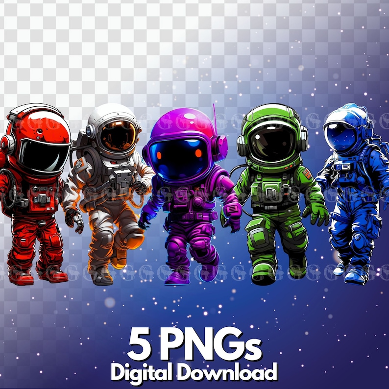 Colorful Astronauts PNG Bundle Astronaut Clipart Cartoon - Etsy