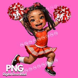 Red and White Youth Cheerleaders PNG Bundle, Black Cheerleaders, Youth ...