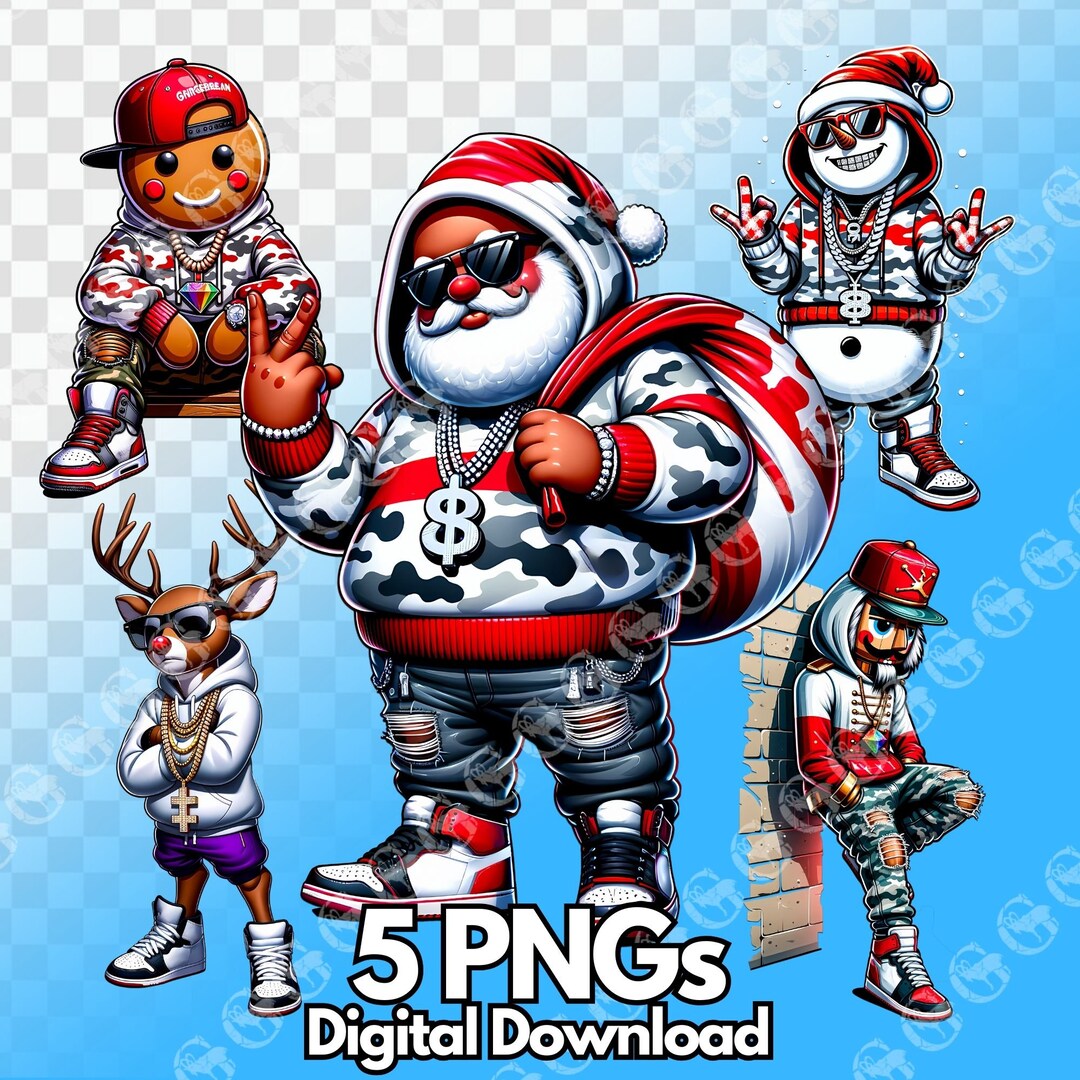 Cool Christmas Crew PNG Bundle, Cool Santa, Snowman, Reindeer ...