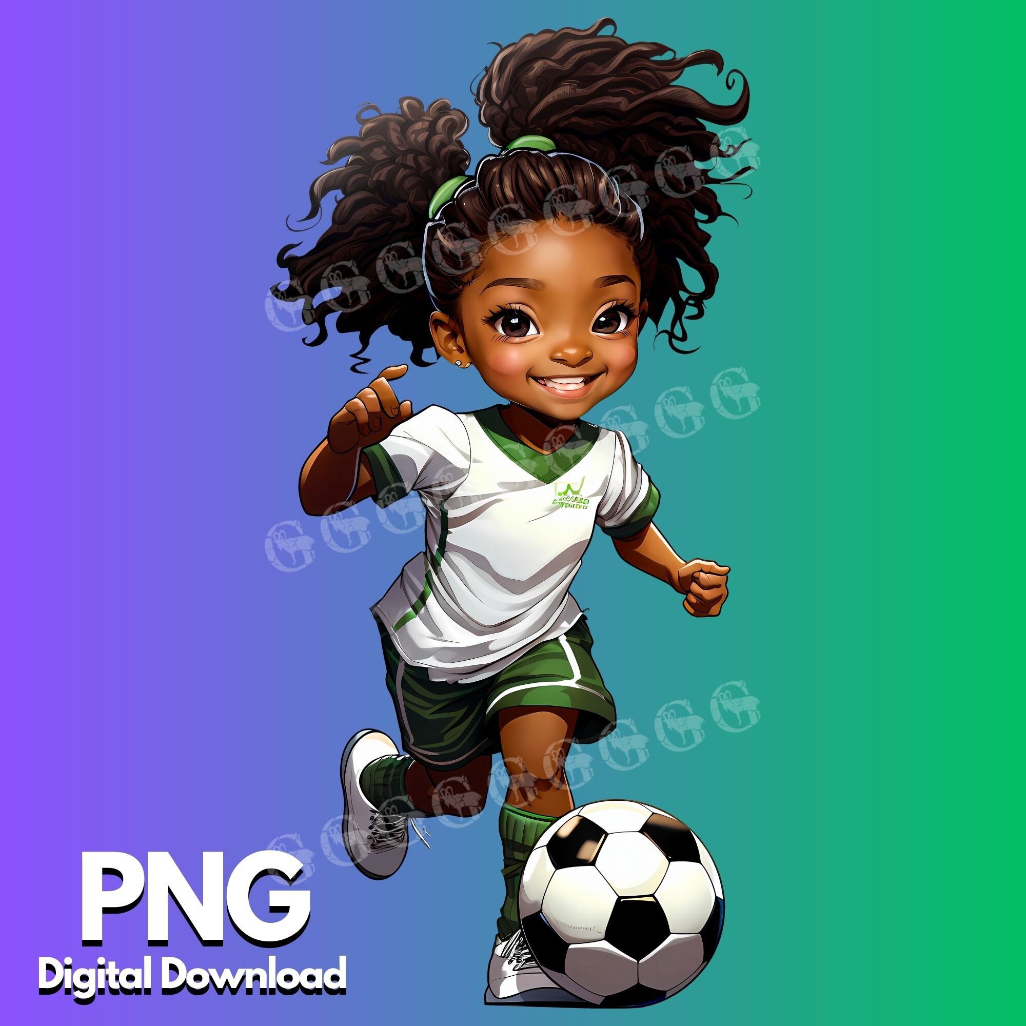 Cute Soccer Girls PNG Bundle, Little League Soccer Girls, Black Soccer ...