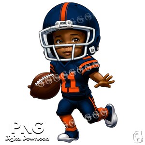 Dark Blue and Orange Football Boys PNG Bundle, Football Players, Black ...