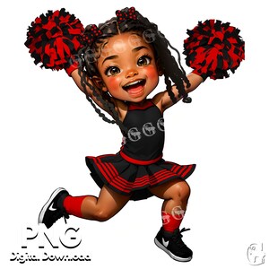 Black and Red Cheerleaders PNG Bundle, African American Cheerleaders ...