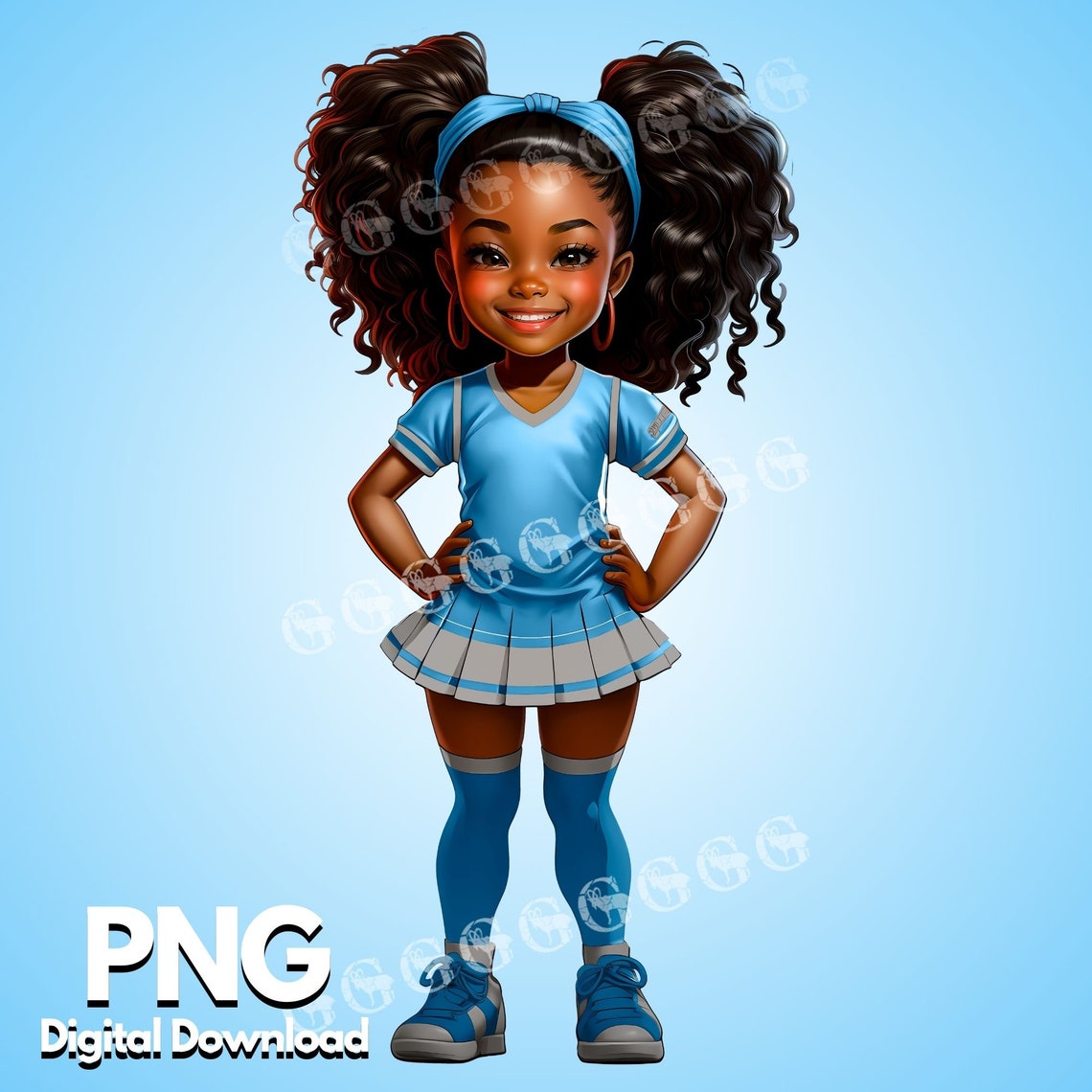 Blue & Gray Girl Cheerleaders (african American) PNG Bundle, Black ...
