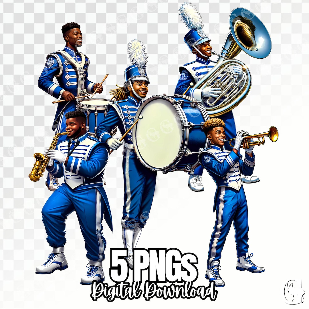 Older Royal Blue and White Uniform African American School Band Boys ...