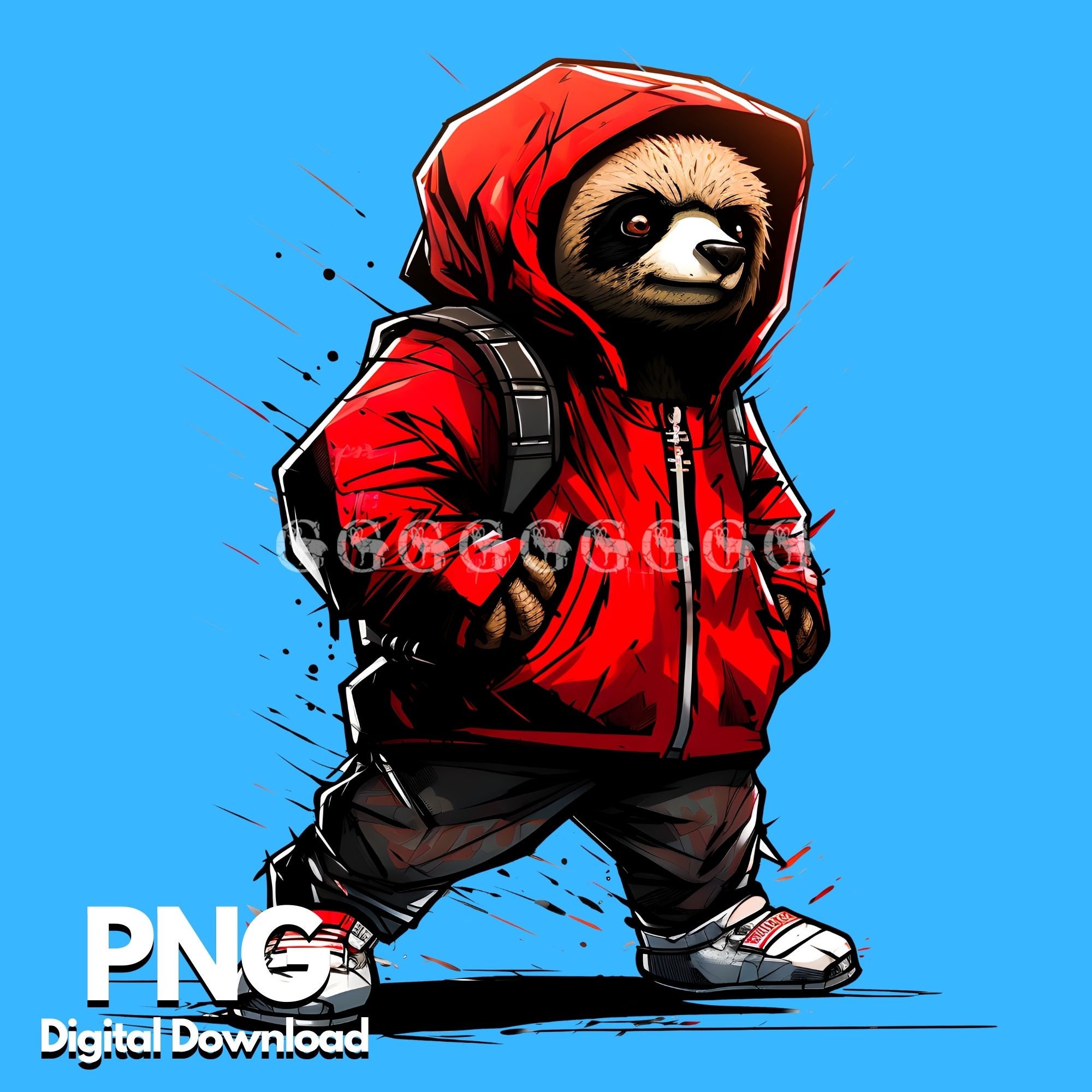Sloths Wearing Urban Streetwear PNG Bundle, Sloths, Sloth, Cool Sloths ...