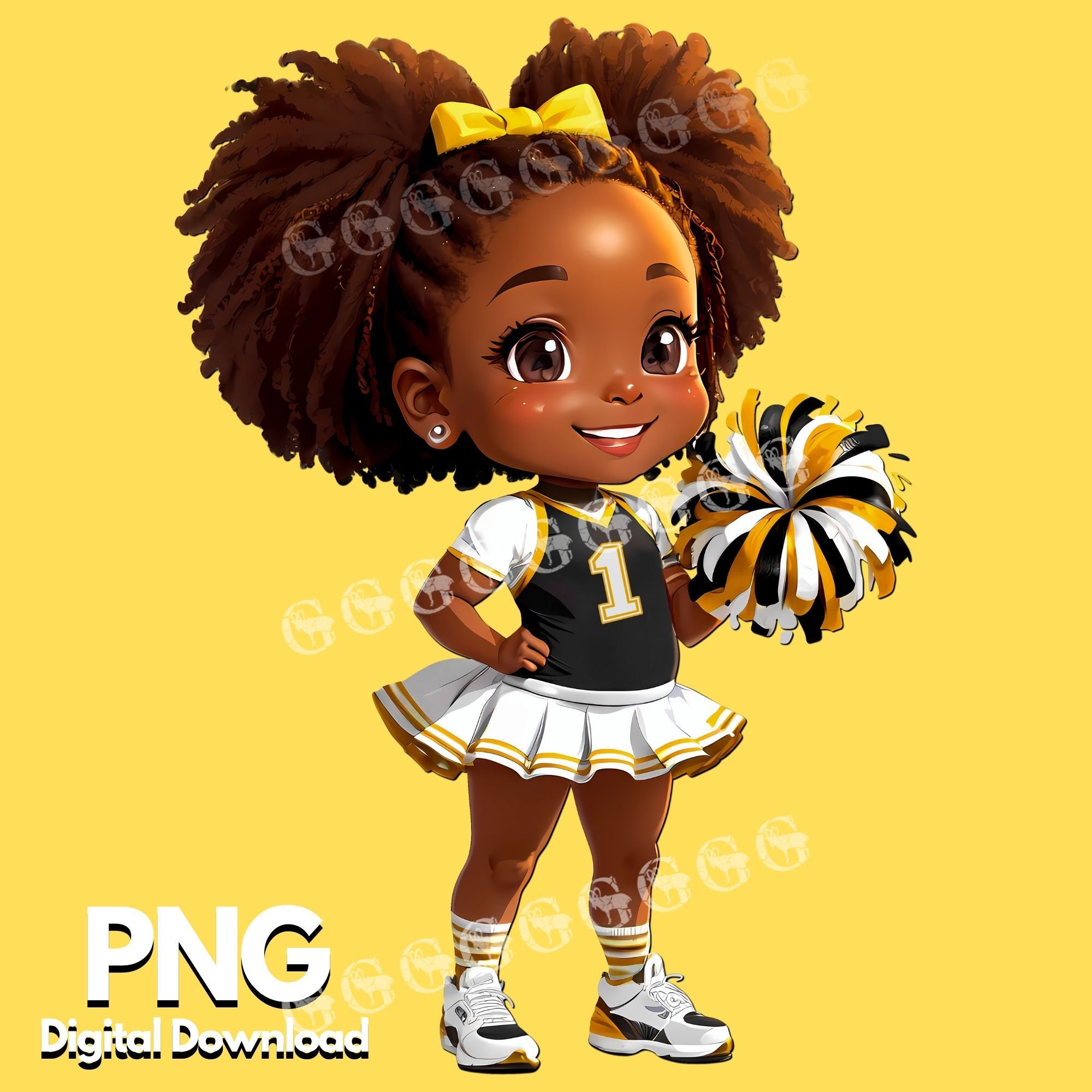 Black and Gold Youth Cheerleaders PNG Bundle, Black Cheerleaders, Youth ...