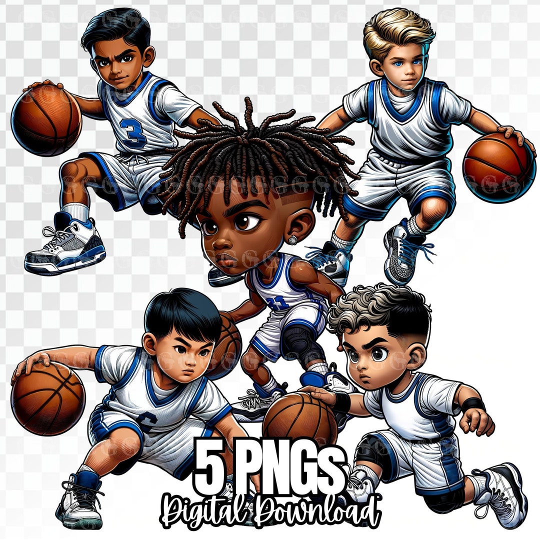 Youth Basketball Boys (multiracial) PNG Bundle, Basketball Png ...