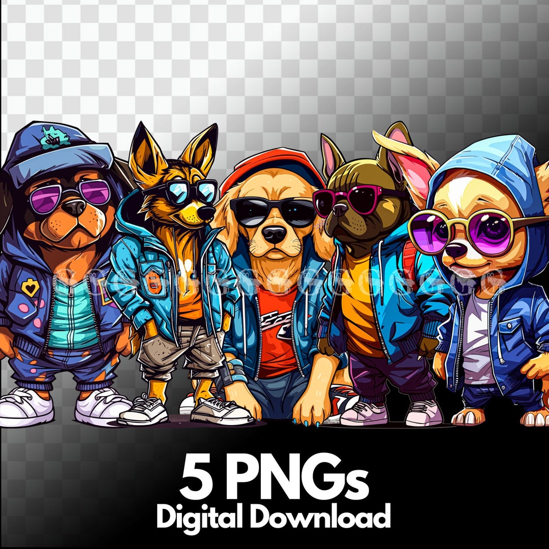 Cool Dogs Urban Streetwear PNG Bundle, Clipart, Dog Lover, Funny Dog ...