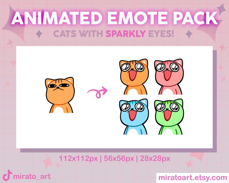 Cat Emote Pack [ANIMATED] | Twitch Emotes | Discord Emotes | Youtube - Etsy