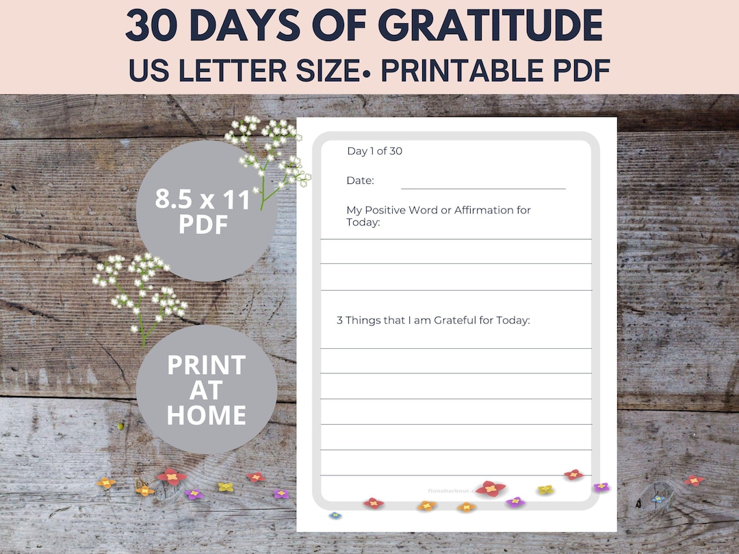 30 Days of Gratitude Printable PDF – 30 Days of Gratitude Journal Pages ...