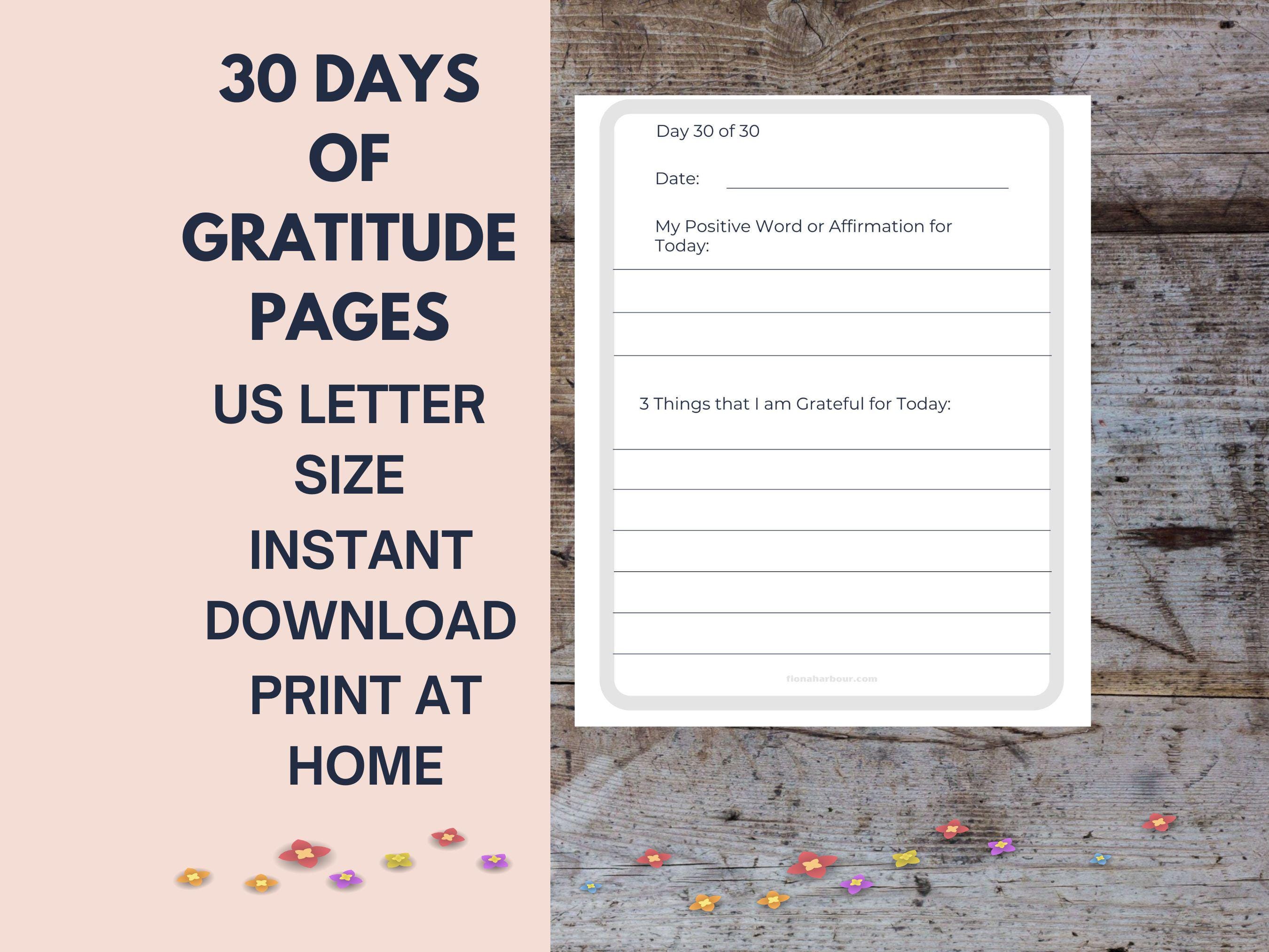 30 Days of Gratitude Printable PDF – 30 Days of Gratitude Journal Pages ...