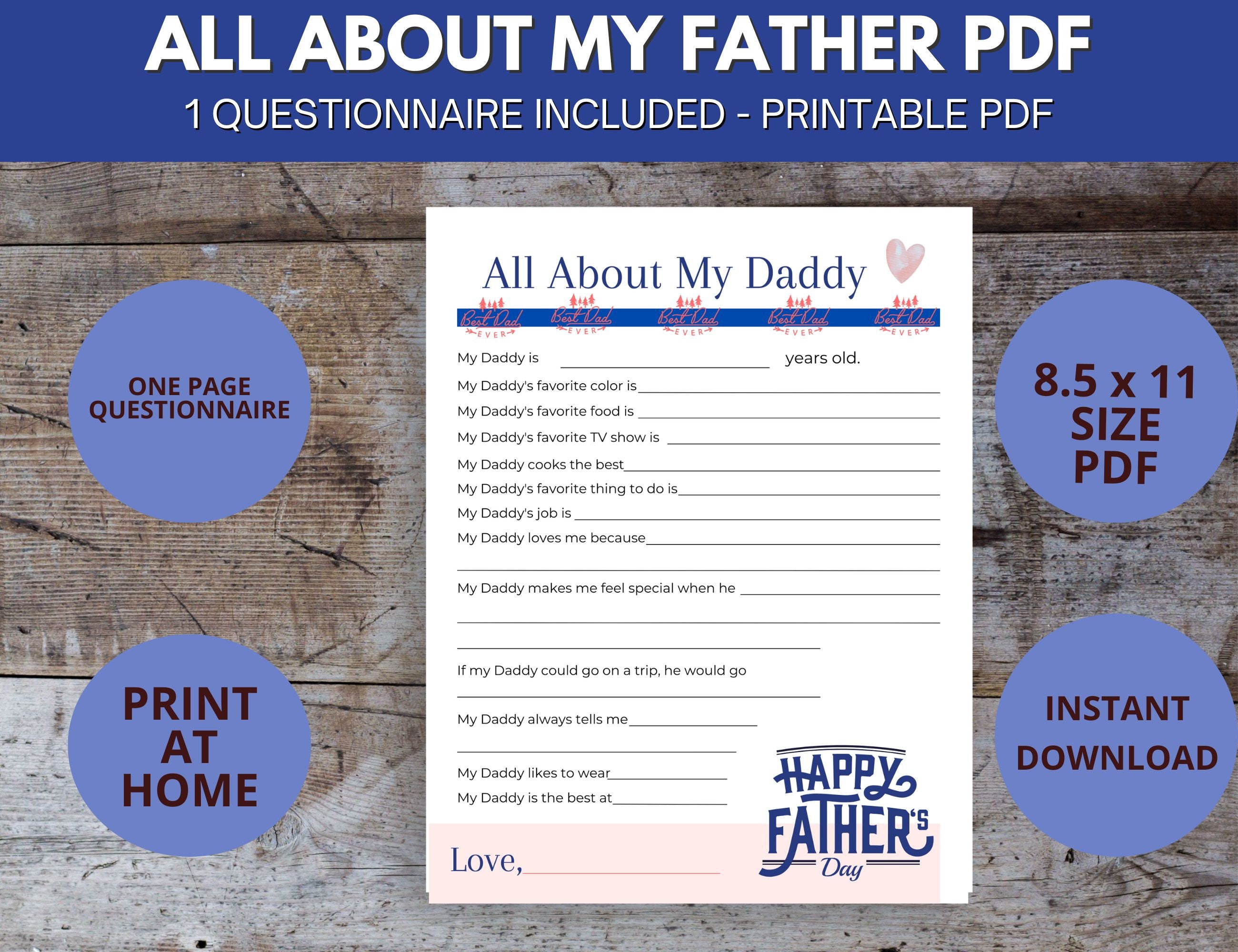 Father’s Day Activity – Father’s Day Questionnaire - Printable PDF ...