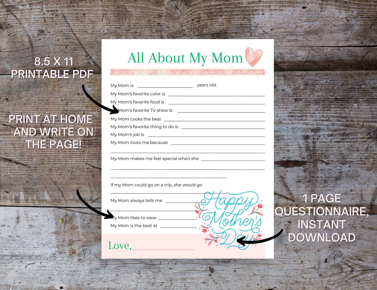 Mother’s Day Activity – Mother’s Day Questionnaire - Printable PDF ...
