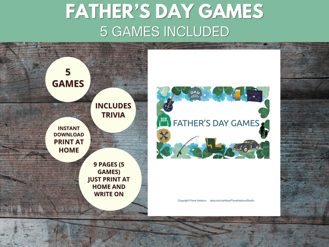 Father’s Day Game Bundle - Father's Day Printable PDF – Father’s Day ...