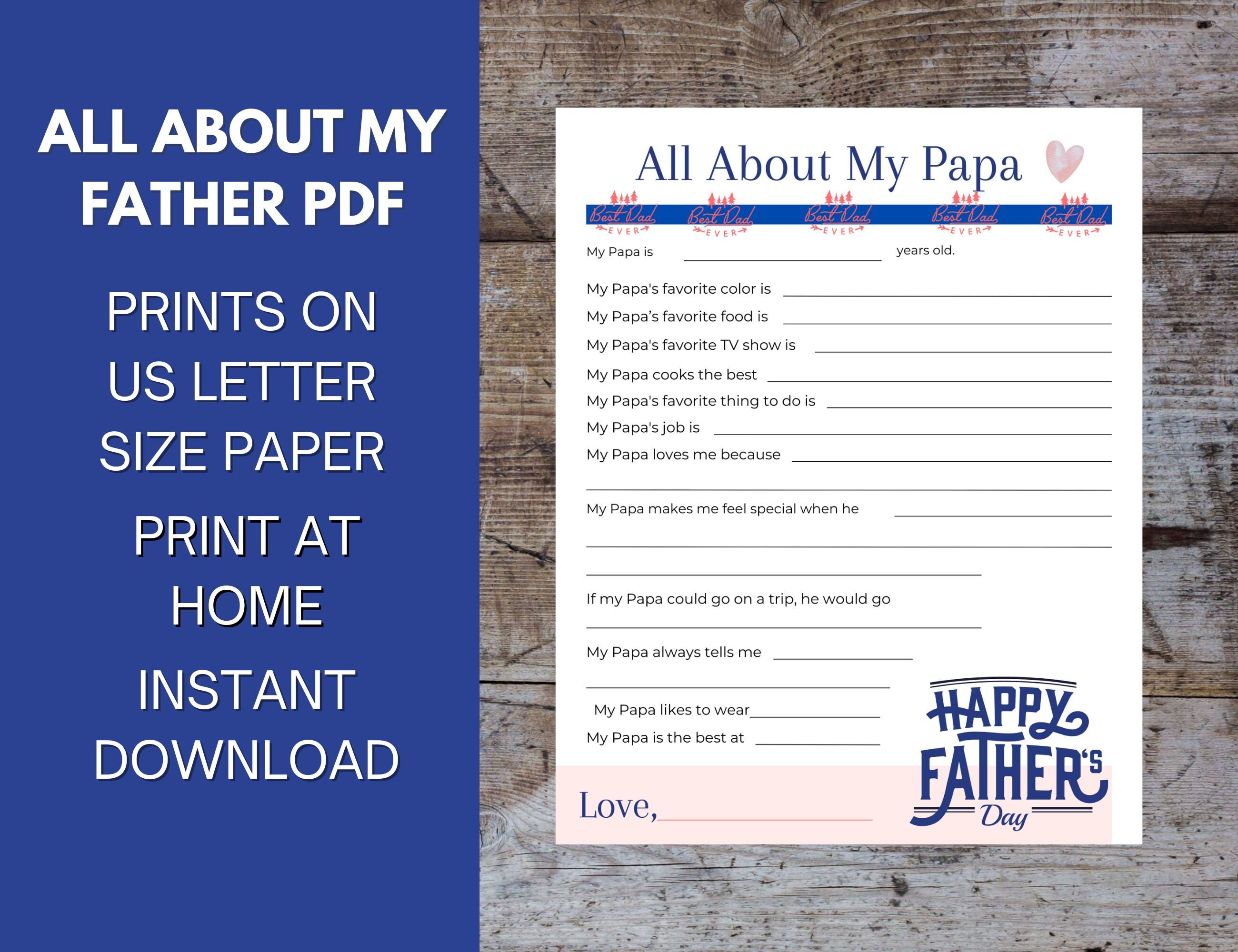 Father’s Day Activity – Father’s Day Questionnaire - Printable PDF ...