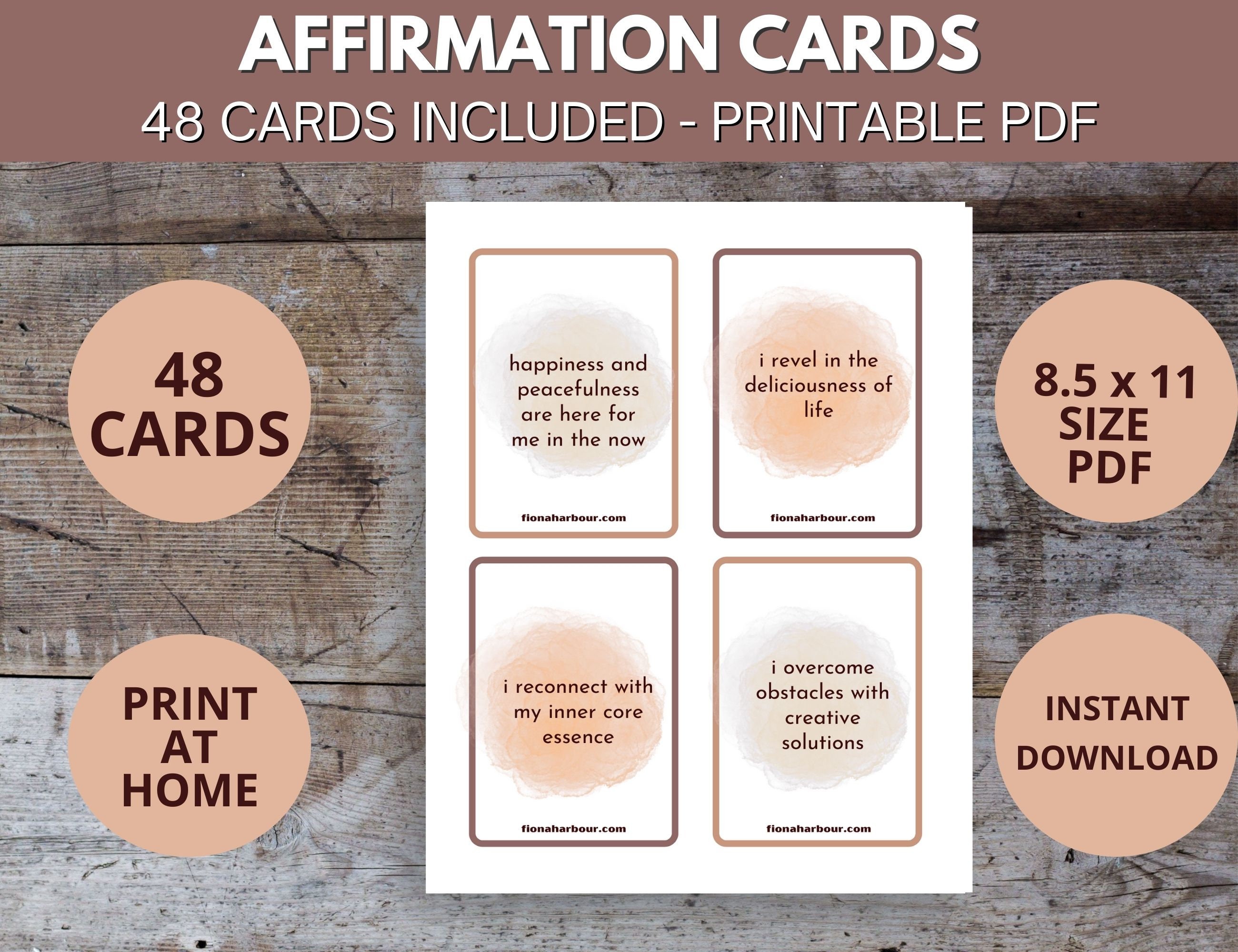 Affirmation Cards Printable PDF Printable Affirmations Affirmation Deck ...