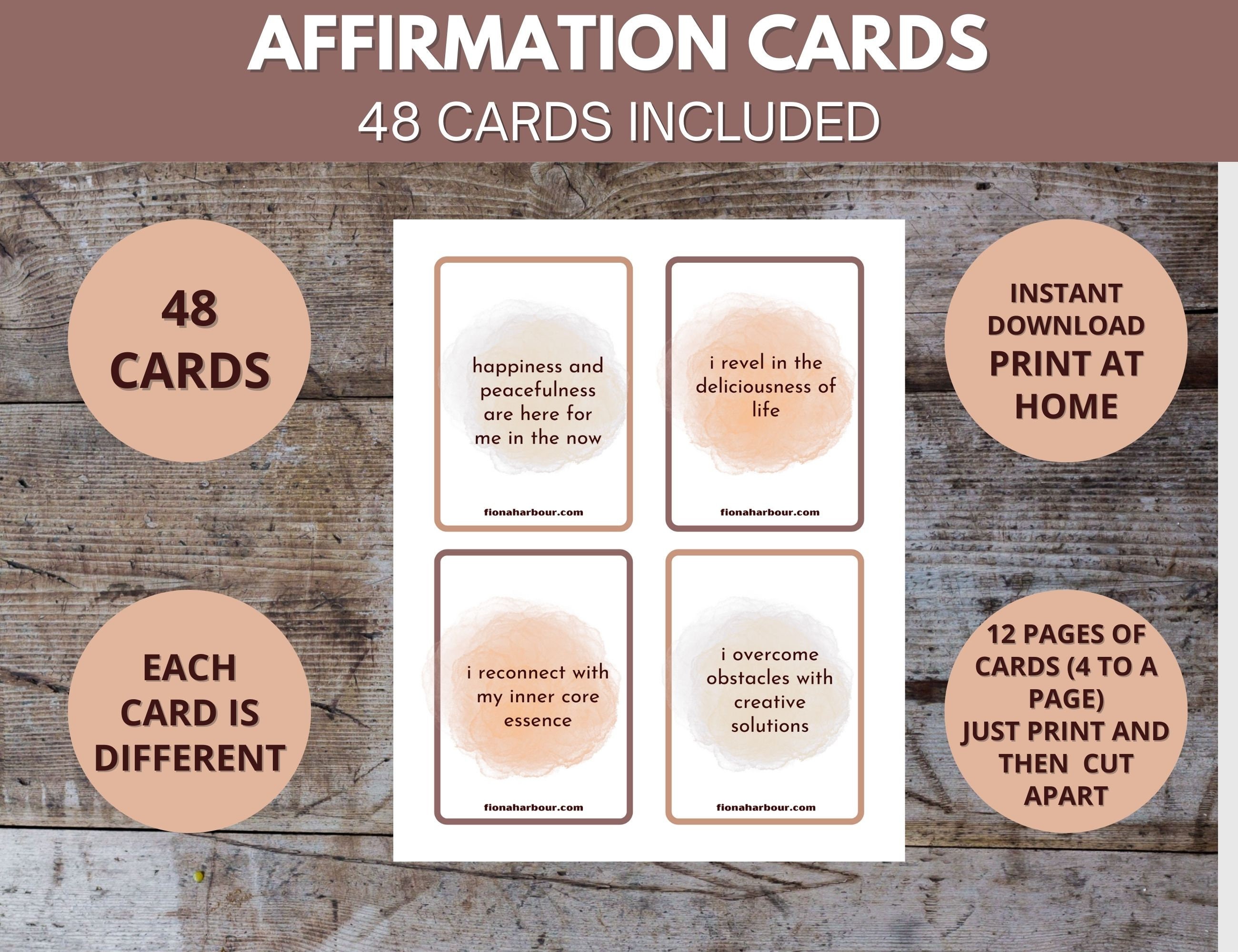 Affirmation Cards Printable PDF Printable Affirmations Affirmation Deck ...