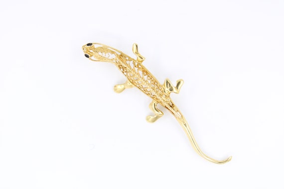 Gold Lizard Brooch - Gem
