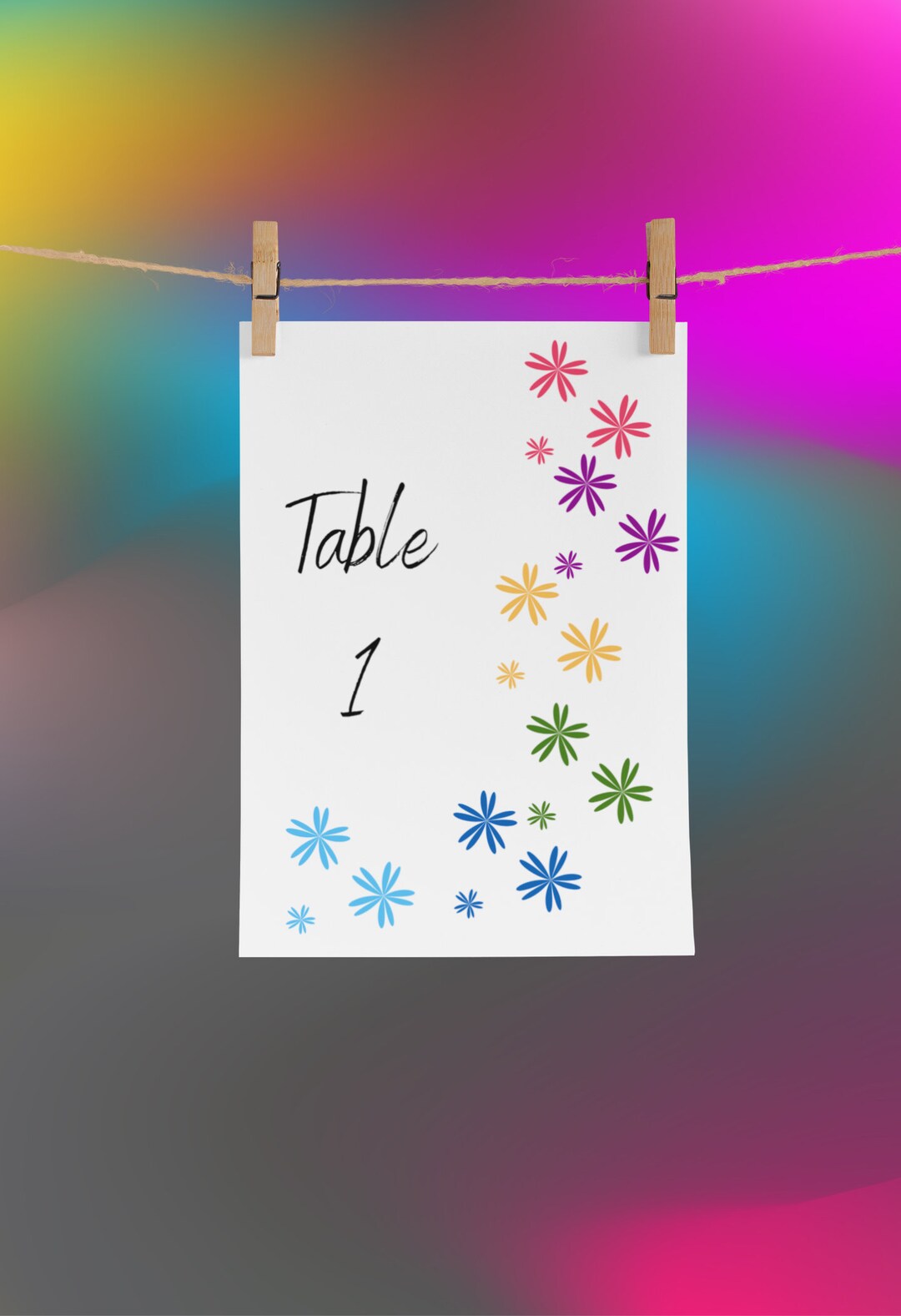 Colourful Party Table Numbers, Simple Table Numbers, Fun Table Numbers ...
