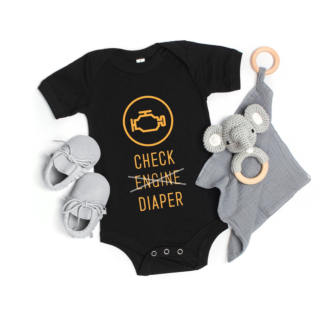 Check Engine Diaper Baby Onesie® - Funny Mechanic Bodysuit - Etsy