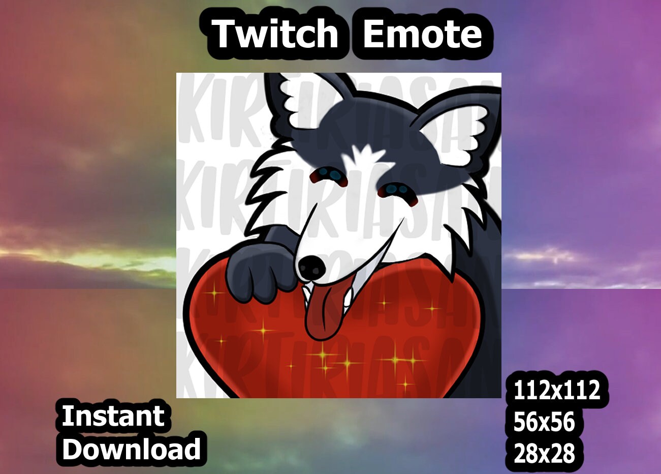 Twitch Emote / Süßes Wolf Emote mit Herz für Streamer / Sub Emoji ...