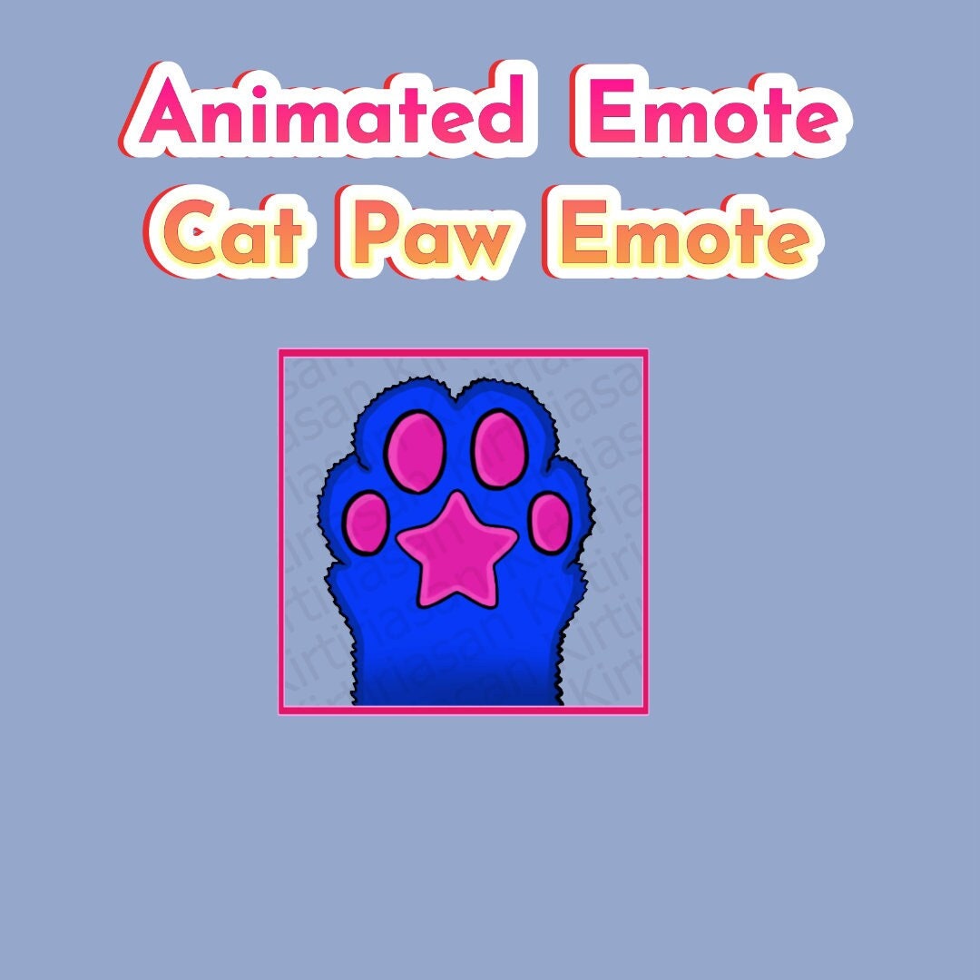 Animated Cat Paw Twitch Emote, Beige, for Streamer, Blue, Kawaii ...