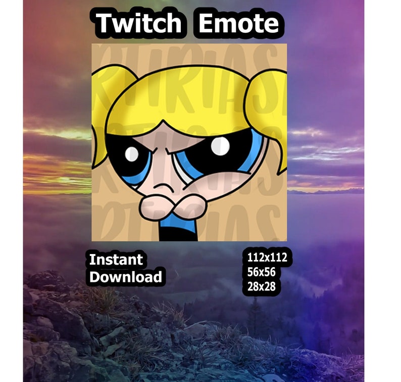Bubbles Angry Twitch Emote/ Cute Chibi Powerpuff Girls Emote/ Ganbale ...
