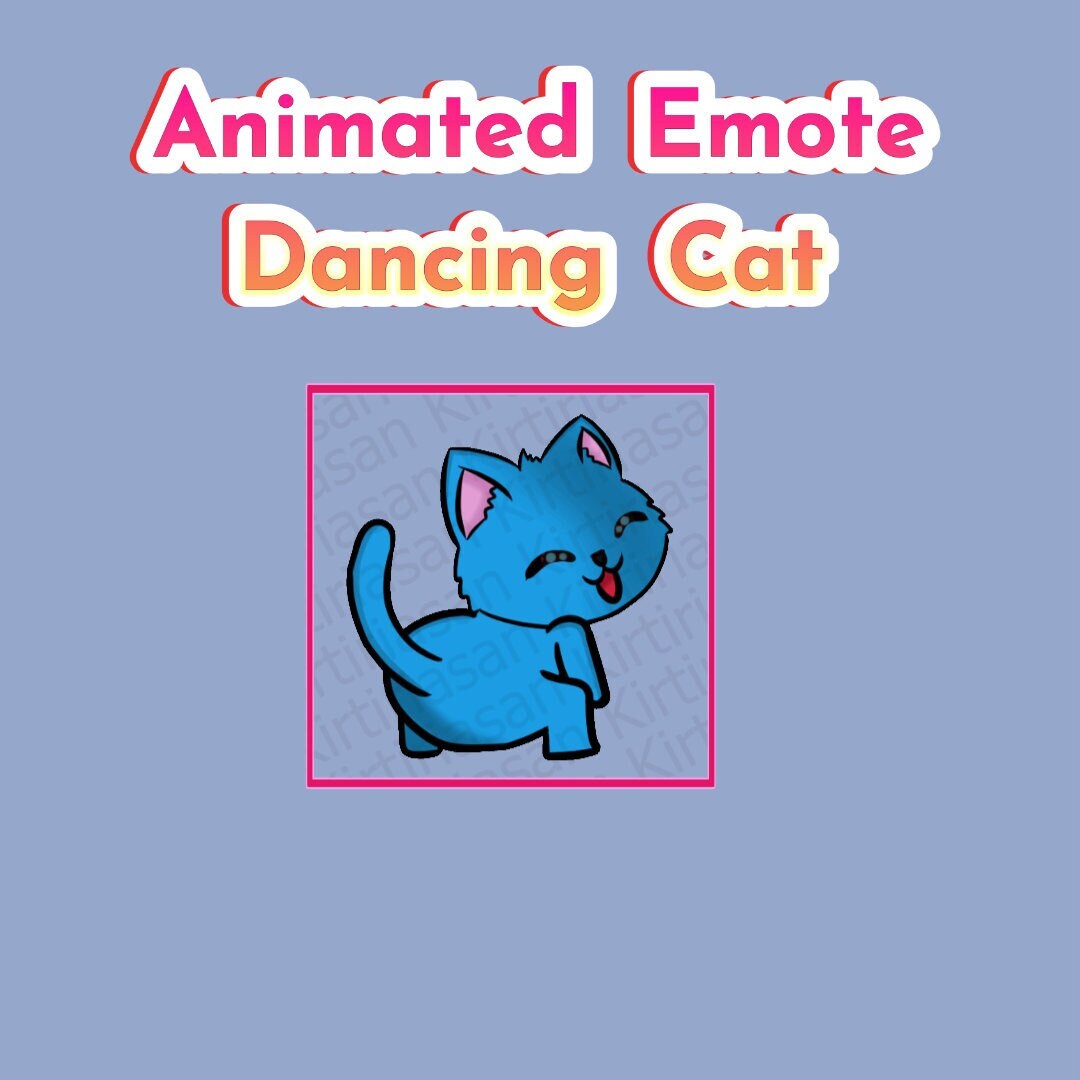 Animated Dancing Cat Twitch Emote, Blue, for Streamer, Cute, Kawaii, Instant Download, Ready to ...