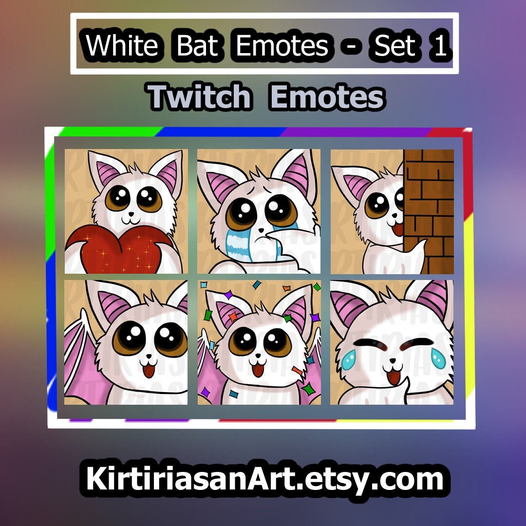 6x White Bat Twitch Emotes for Streamer / Sub Emoji / 112x112 - Etsy