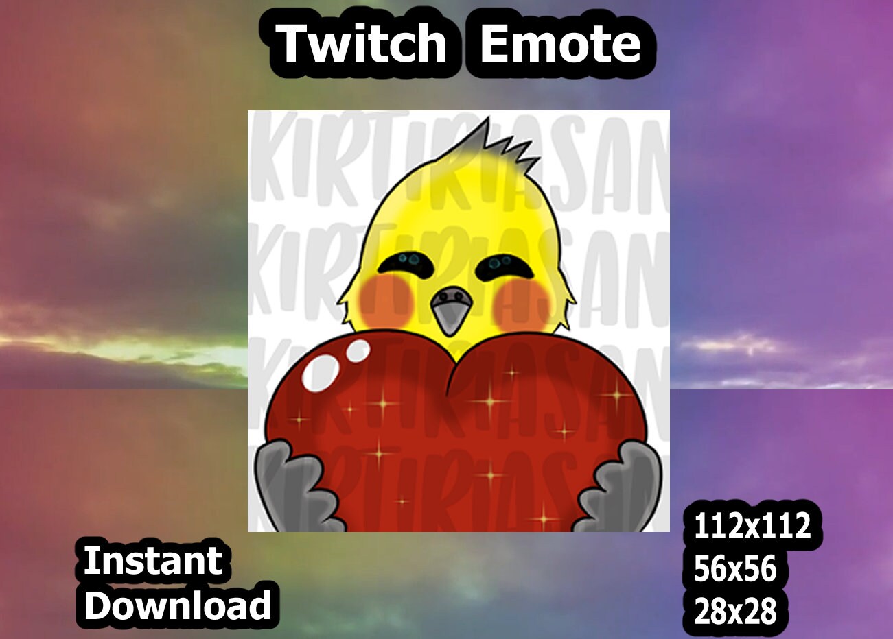 Twitch Emote / Cockatiel Bird With Heart for Streamer / Sub Emoji ...