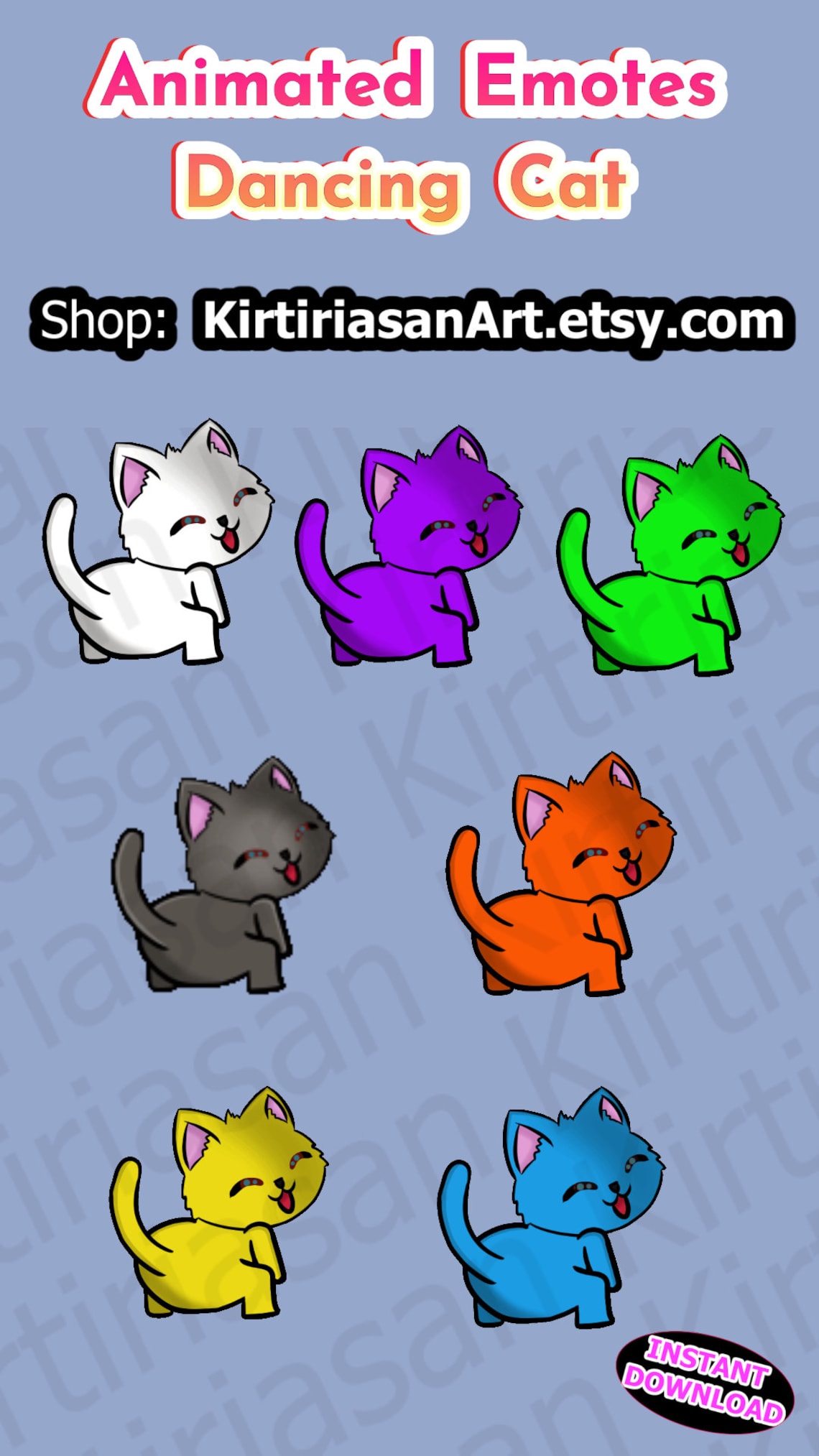 Animated Dancing Cat Twitch Emote, Green, for Streamer, Cute, Kawaii, Instant Download, Ready to ...